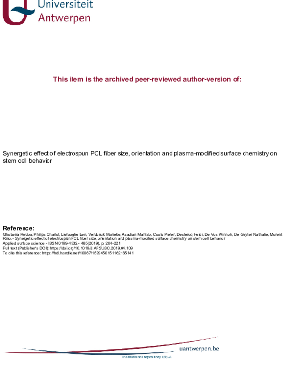 (PDF) Synergetic effect of electrospun PCL fiber size, orientation and ...