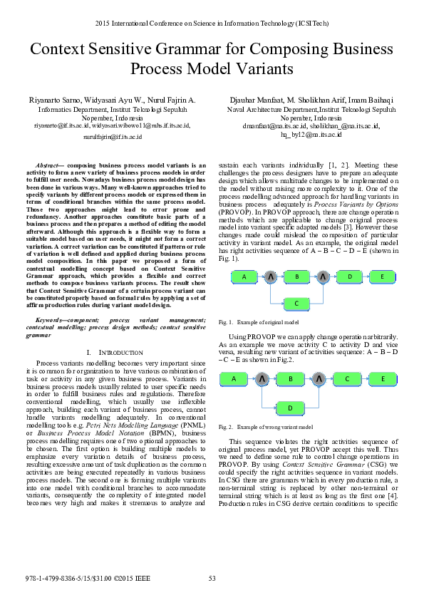 (PDF) Context sensitive grammar for composing business process model variants