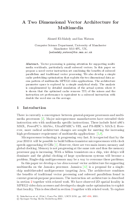 (PDF) A Two Dimensional Vector Architecture for Multimedia