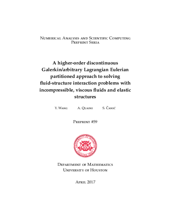 (PDF) A Higher-Order Discontinuous Galerkin/Arbitrary Lagrangian ...
