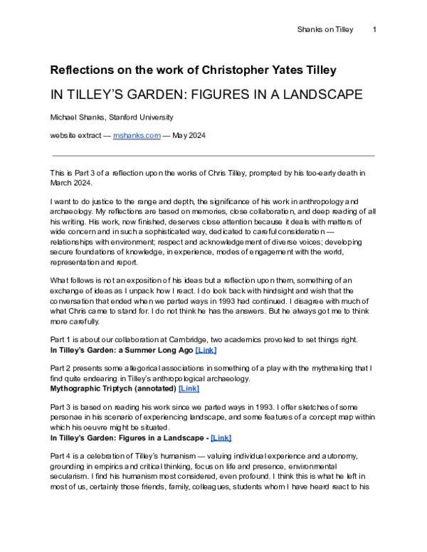 (PDF) Reflections on the work of Chris Tilley Three