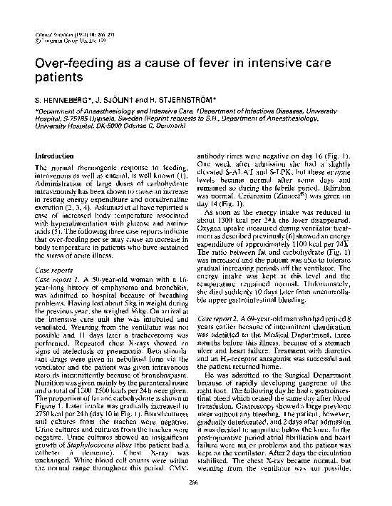 (PDF) Over-feeding as a cause of fever in intensive care patients