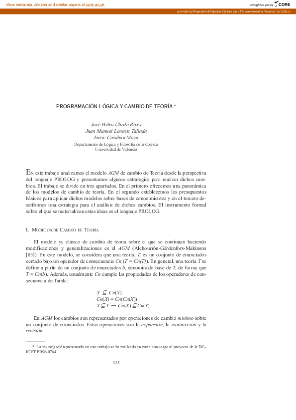 (PDF) Programación lógica y cambio de teoría