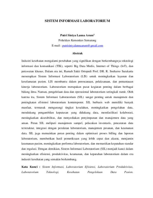 (PDF) SISTEM INFORMASI LABORATORIUM