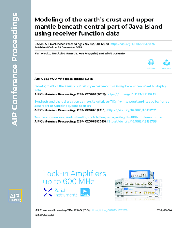 (PDF) Modeling of the earth’s crust and upper mantle beneath central part of Java Island using ...