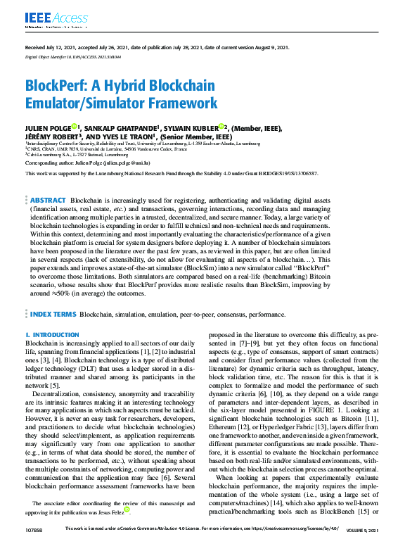 (PDF) BlockPerf: Enhanced Blockchain Simulation Tools