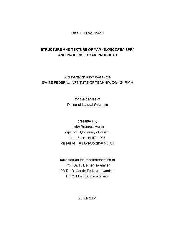 (PDF) Structure and texture of yam (Dioscorea spp.) and processed yam ...