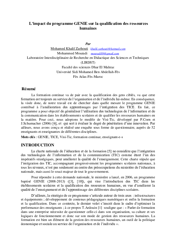 (PDF) The impact of the GENIE program on the qualification of human ...