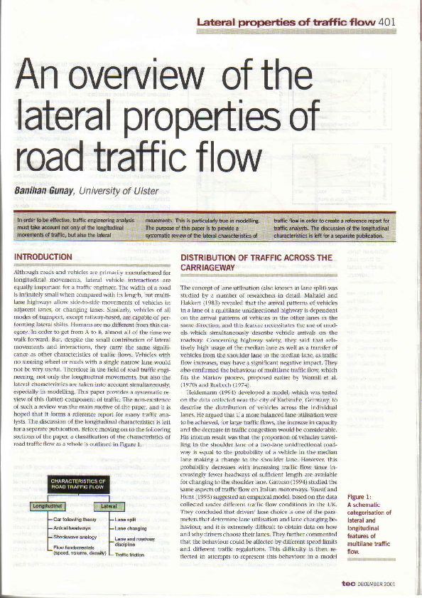 (PDF) An overview of the lateral properties of road traffic flow