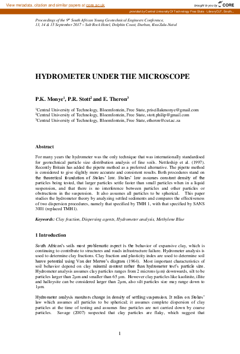 (PDF) Hydrometer Under The Microscope