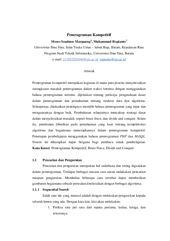 (PDF) Pemrograman Kompetitif