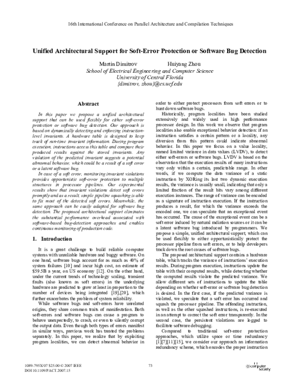 (PDF) Unified Architectural Support for Soft-Error Protection or ...