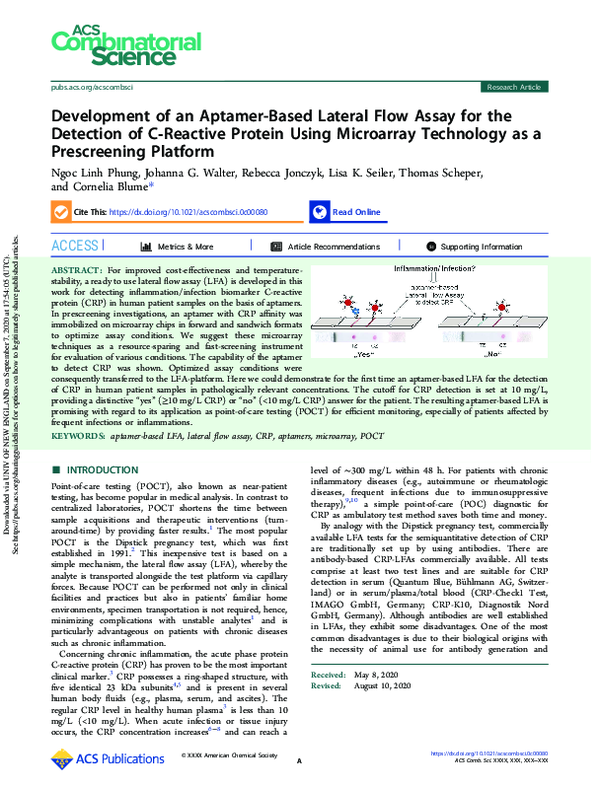 Pdf Development Of Aptamer Based Lateral Flow Assays Dr Nidhi Puranik