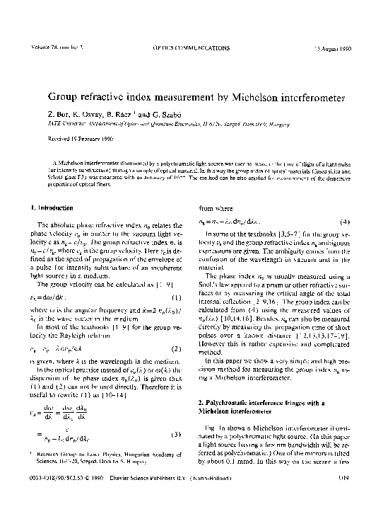 (PDF) Group refractive index measurement by Michelson interferometer
