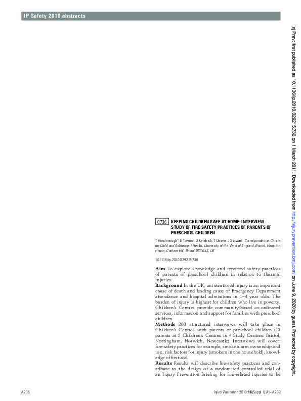 (PDF) Keeping children safe at home: interview study of fire safety ...