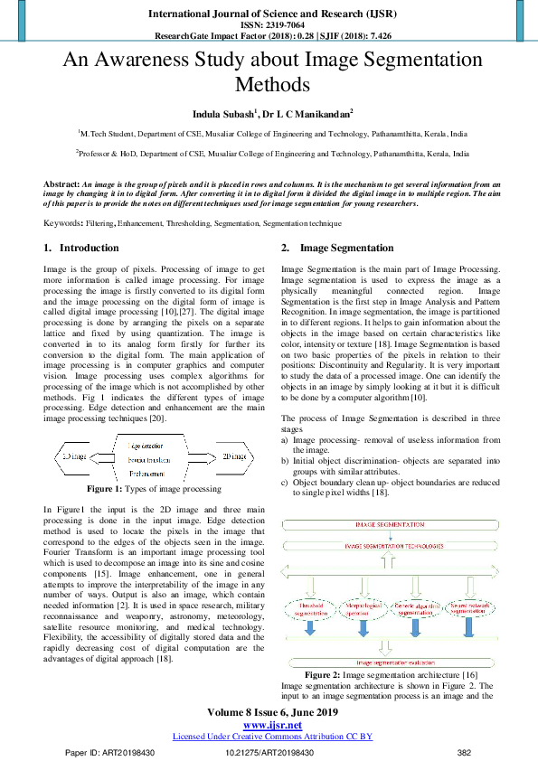 (PDF) An Awareness Study about Image Segmentation Methods