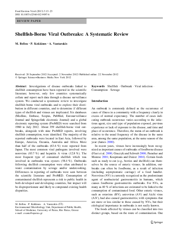 (PDF) Shellfish-Borne Viral Outbreaks: A Systematic Review