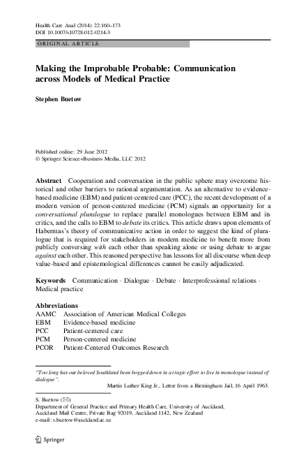 (PDF) Making the Improbable Probable: Communication across Models of ...