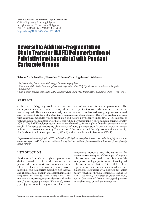 (PDF) Reversible Addition-Fragmentation Chain Transfer (RAFT ...