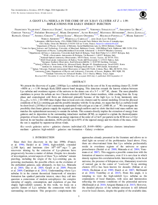 (PDF) A Giant Lyαnebula in the Core of an X-Ray Cluster Atz= 1.99 ...