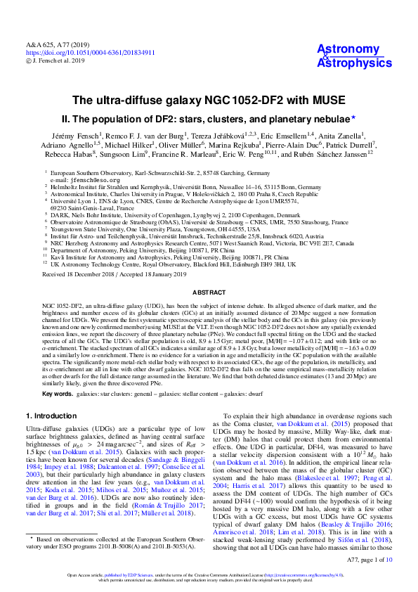 (PDF) The ultra-diffuse galaxy NGC 1052-DF2 with MUSE
