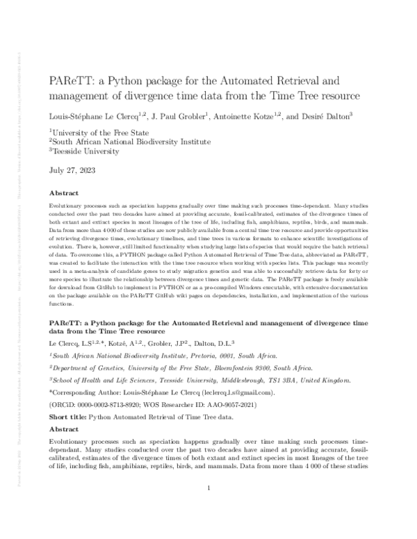 (PDF) PAReTT: a Python package for the Automated Retrieval and ...