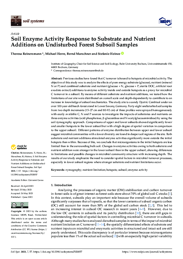 (PDF) Soil Enzyme Activity Response to Substrate and Nutrient Additions on Undisturbed Forest ...