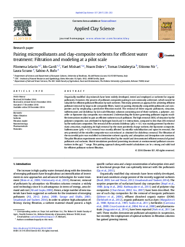 (PDF) Pairing micropollutants and clay-composite sorbents for efficient ...