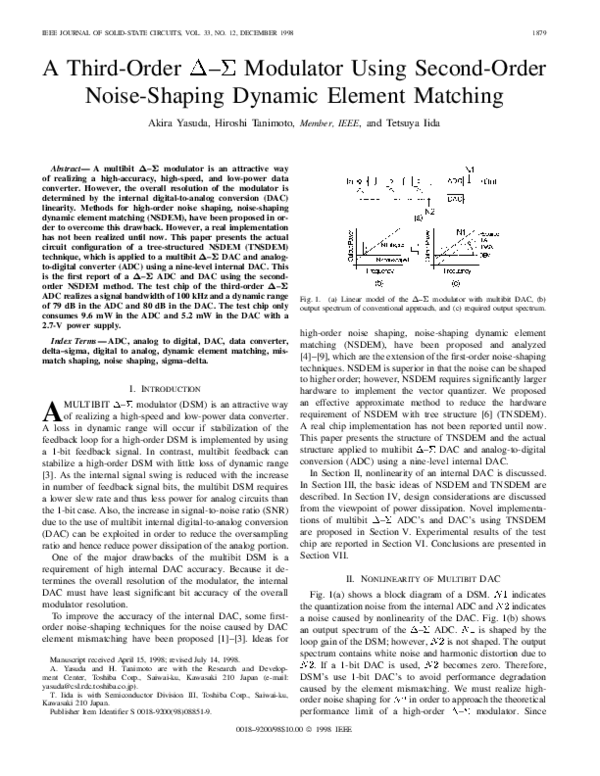 (PDF) A third-order Δ-Σ modulator using second-order noise-shaping dynamic element matching