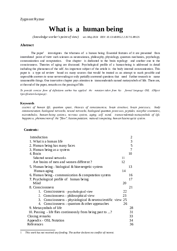 (PDF) What is a human being
