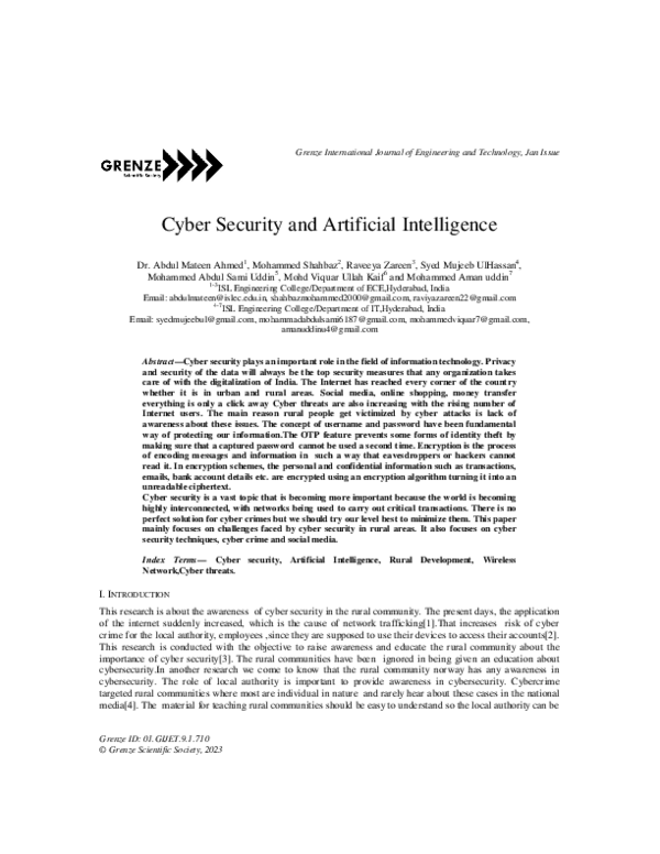 (PDF) Cyber Security and Artificial Intelligence