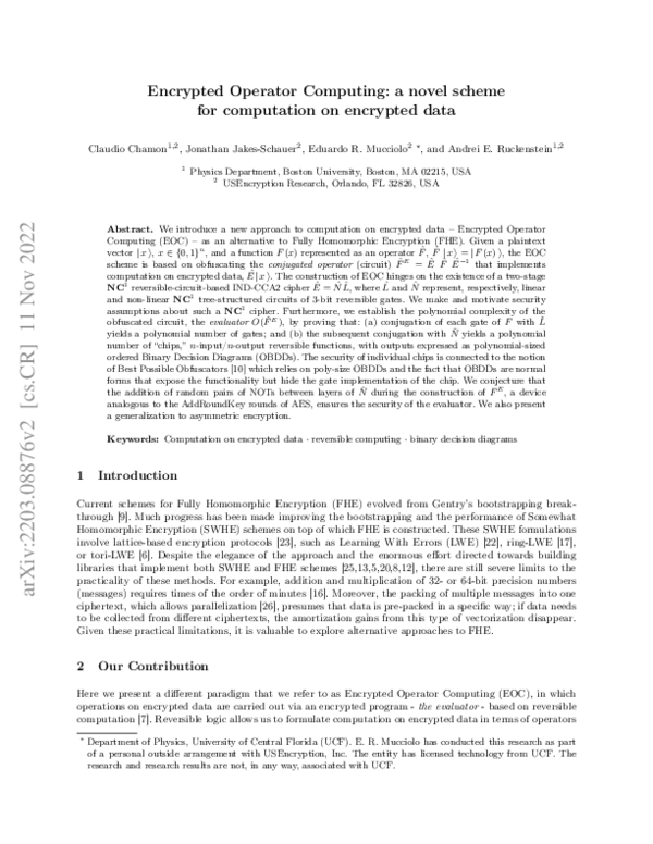 Pdf Encrypted Operator Computing A Novel Scheme For Computation On Encrypted Data Andrei