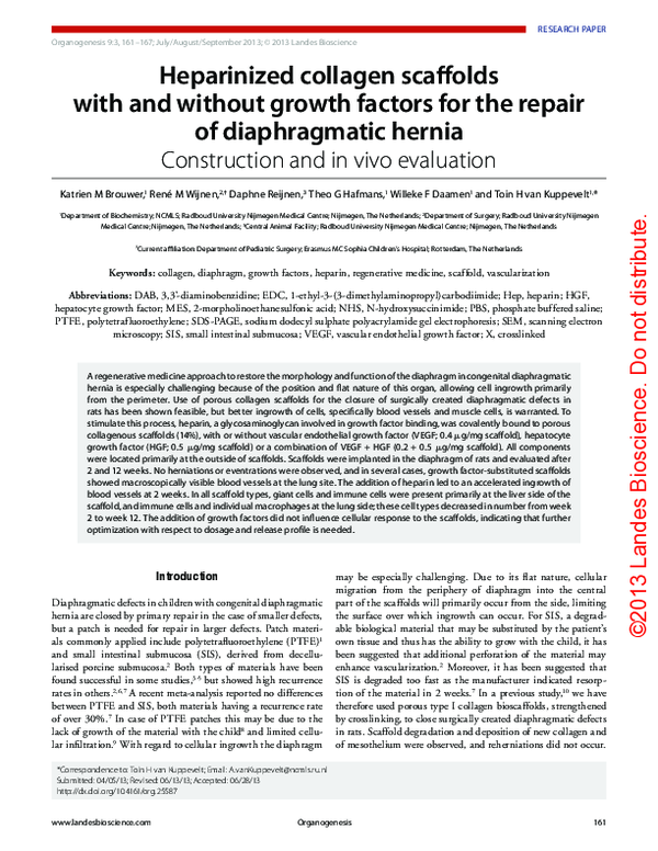 (PDF) Heparinized collagen scaffolds with and without growth factors ...