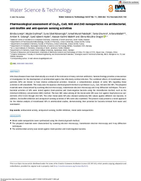 (PDF) Pharmacological assessment of Co3O4, CuO, NiO and ZnO ...