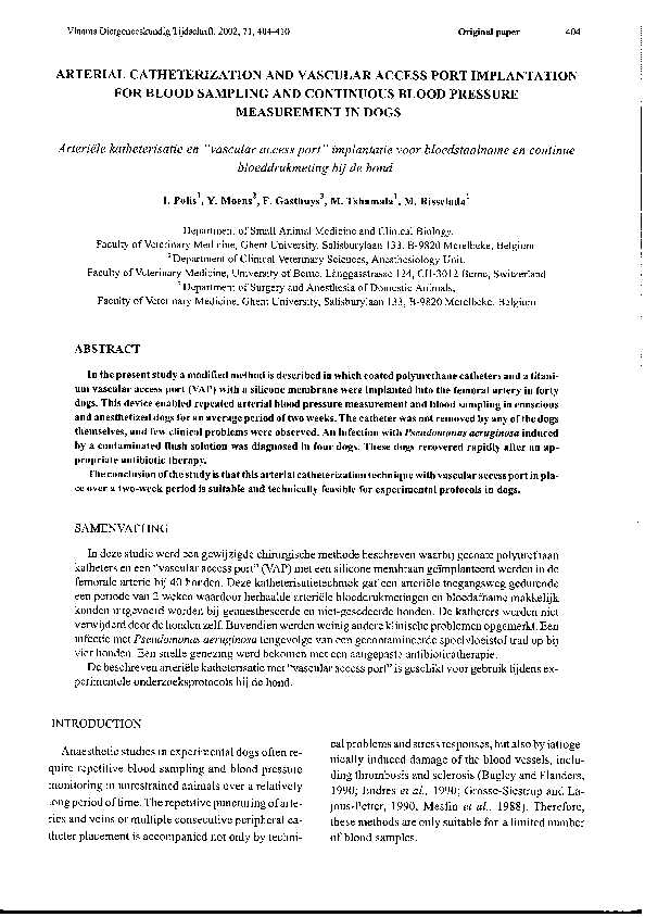 (PDF) Arterial catheterization and vascular access port implantation ...
