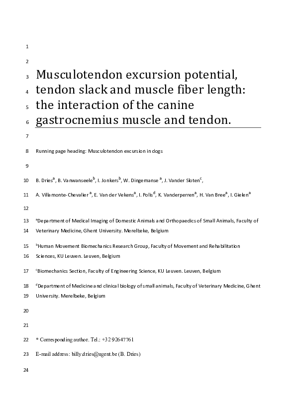 (PDF) Musculotendon excursion potential, tendon slack and muscle fibre ...