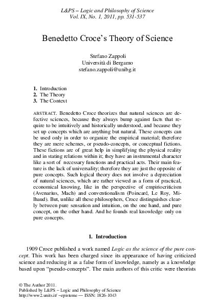 (PDF) Benedetto Croce's Theory of Science