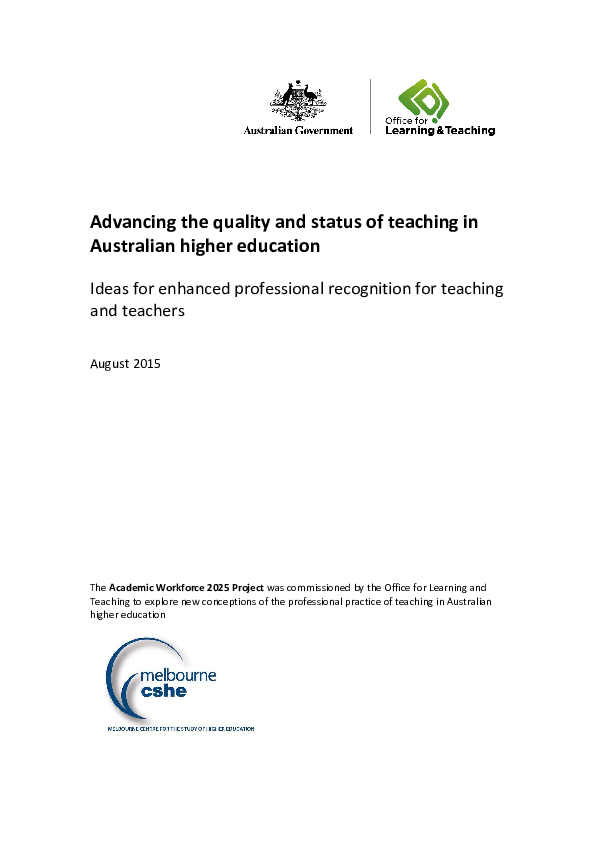 (PDF) Advancing the quality and status of teaching in Australian higher ...
