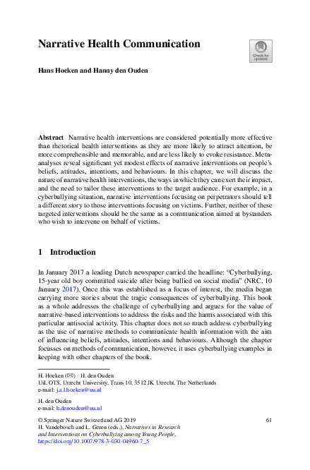 (PDF) Narrative Health Communication | Hans Hoeken - Academia.edu