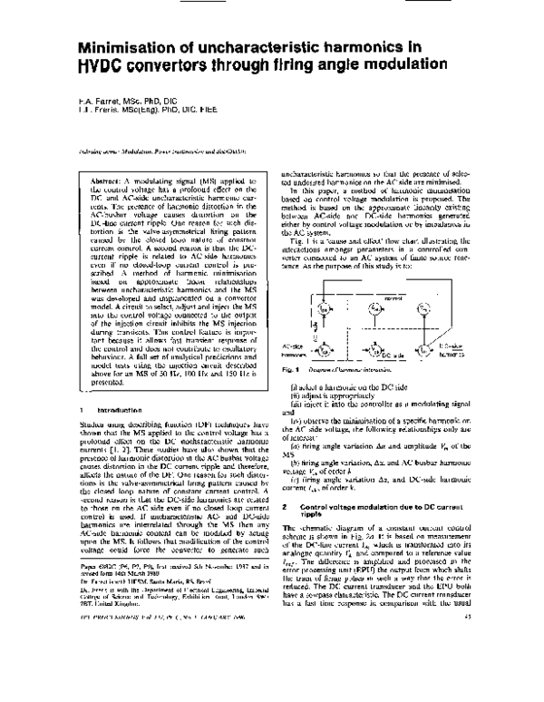 (PDF) Minimisation of uncharacteristic harmonics in HVDC convertors ...