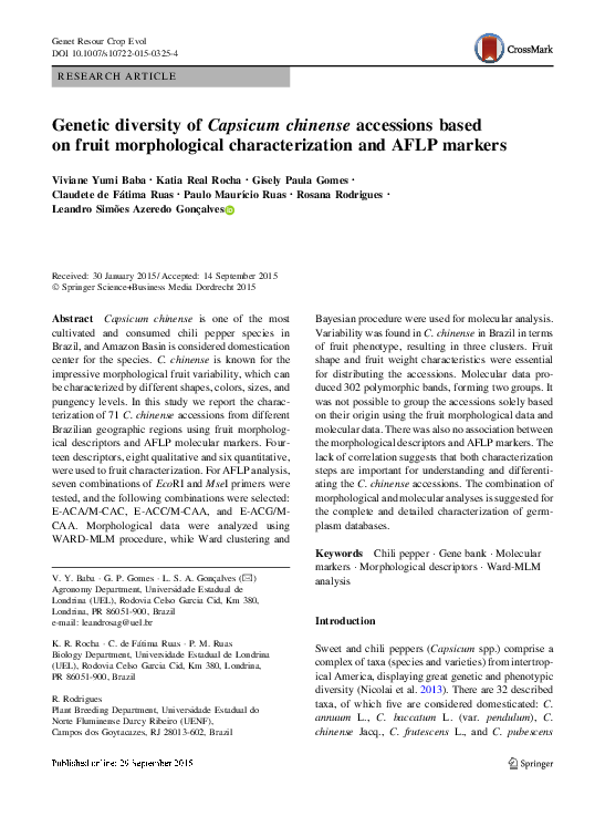 (PDF) Genetic diversity of Capsicum chinense accessions based on fruit ...