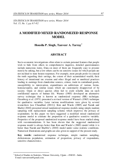 (PDF) A Modified Mixed Randomized Response Model