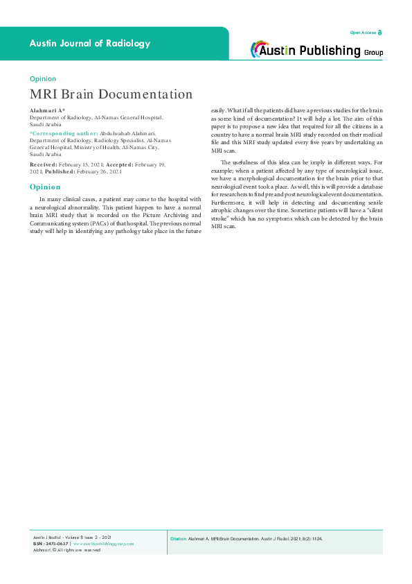 (PDF) MRI Brain Documentation