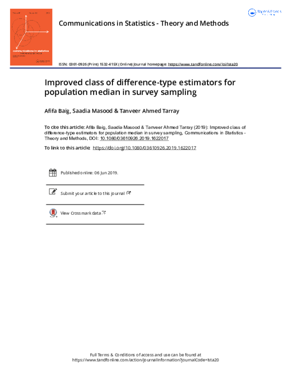 Pdf Improved Class Of Difference Type Estimators For Population