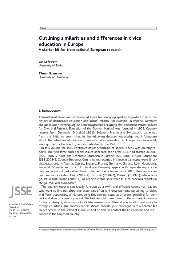 (PDF) Outlining similarities and differences in civics education in ...