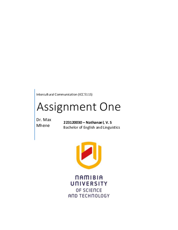 (PDF) Assignment One