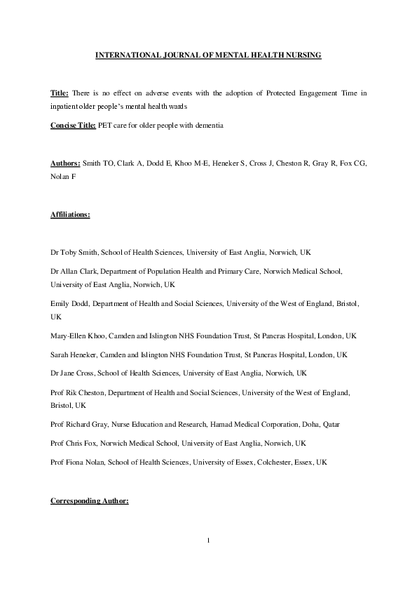 (PDF) Feasibility study suggests no impact from protected engagement ...