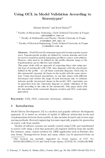 (PDF) Using OCL in Model Validation According to Stereotypes