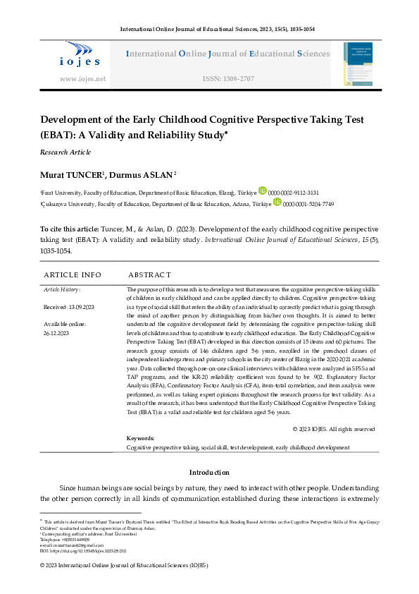 (PDF) Development of the Early Childhood Cognitive Perspective Taking ...