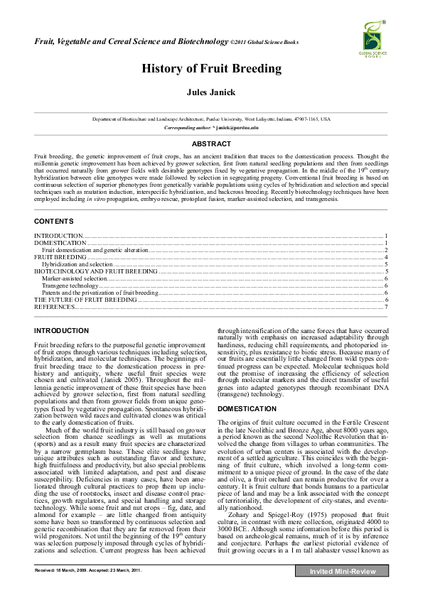 (PDF) History of Fruit Breeding
